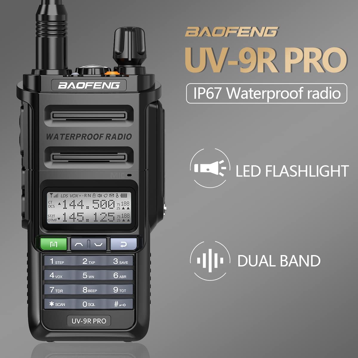 BAOFENG UV-9R PRO Dustproof Waterproof IP67 Transceiver Walkie Talkie - Baofeng